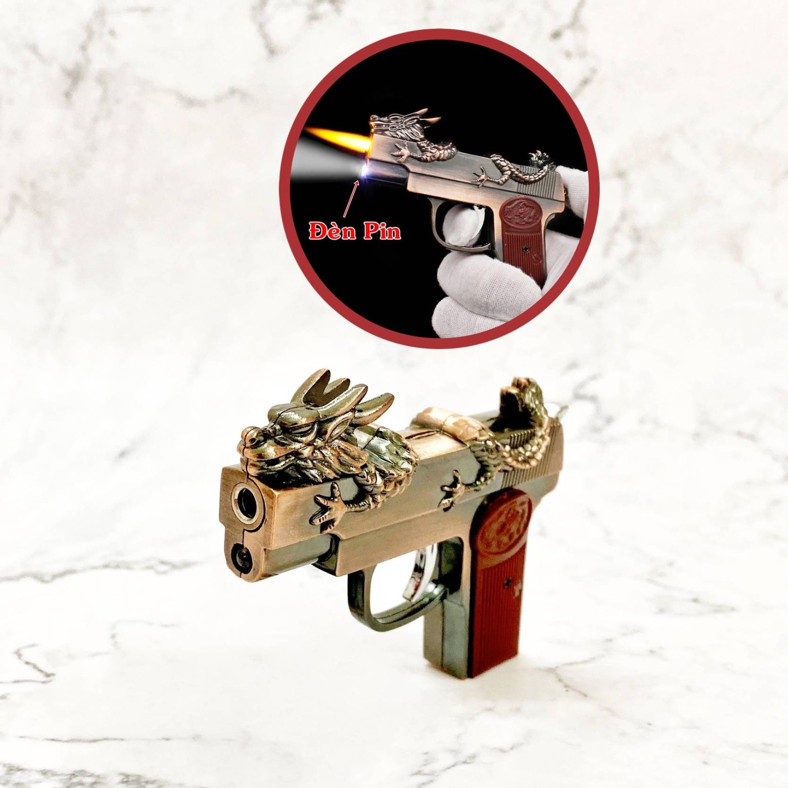 Bật lửa khè hình súng đầu rồng | Phụ kiện Casu